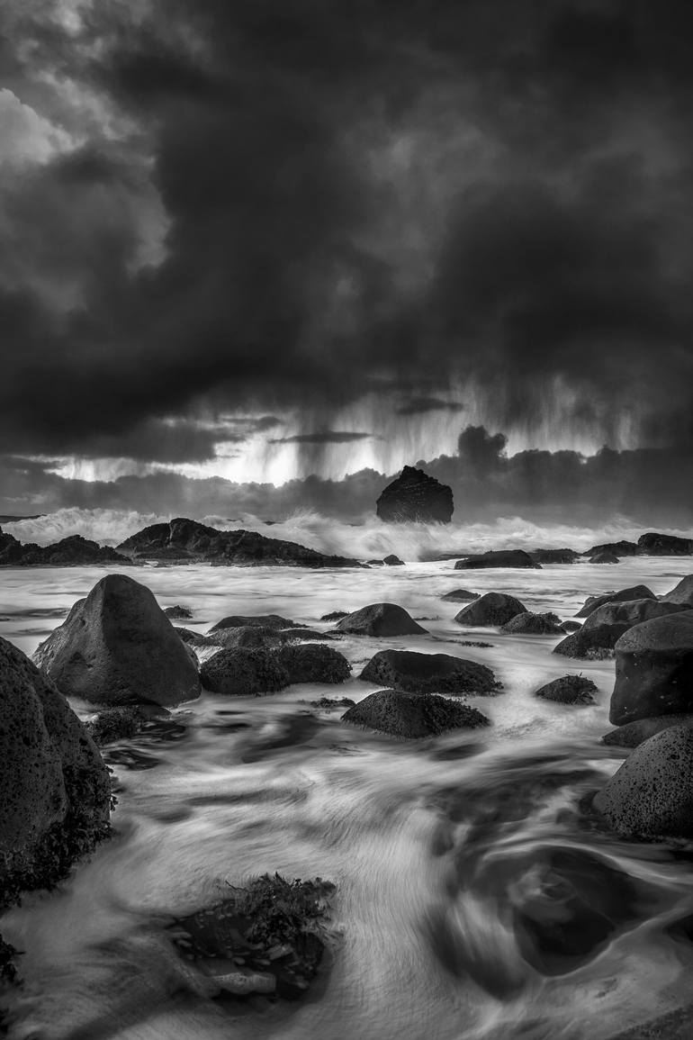 Sea storm around sea stacks near Sandvik, Iceland. Photography by Giles ...