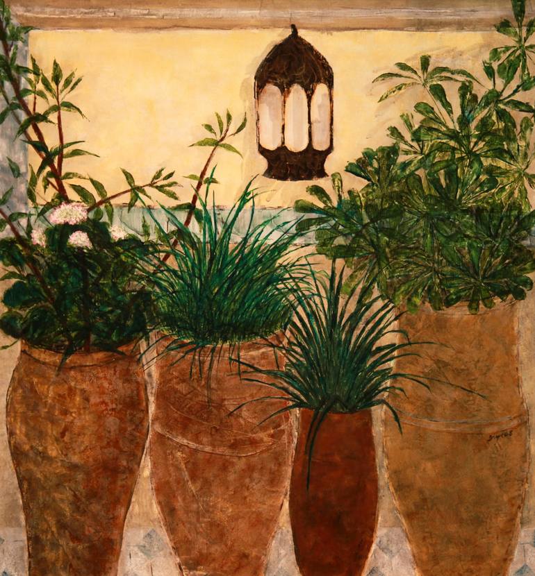 Fez- Roof Terrace Painting by Bridget Robertson | Saatchi Art