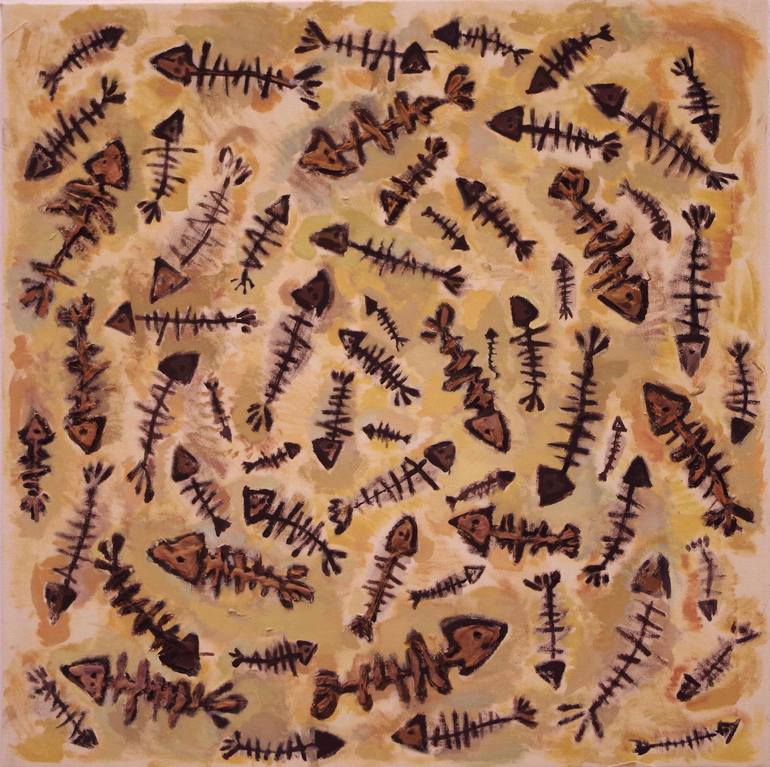 fish bone Painting by Jiangjiang Luo | Saatchi Art