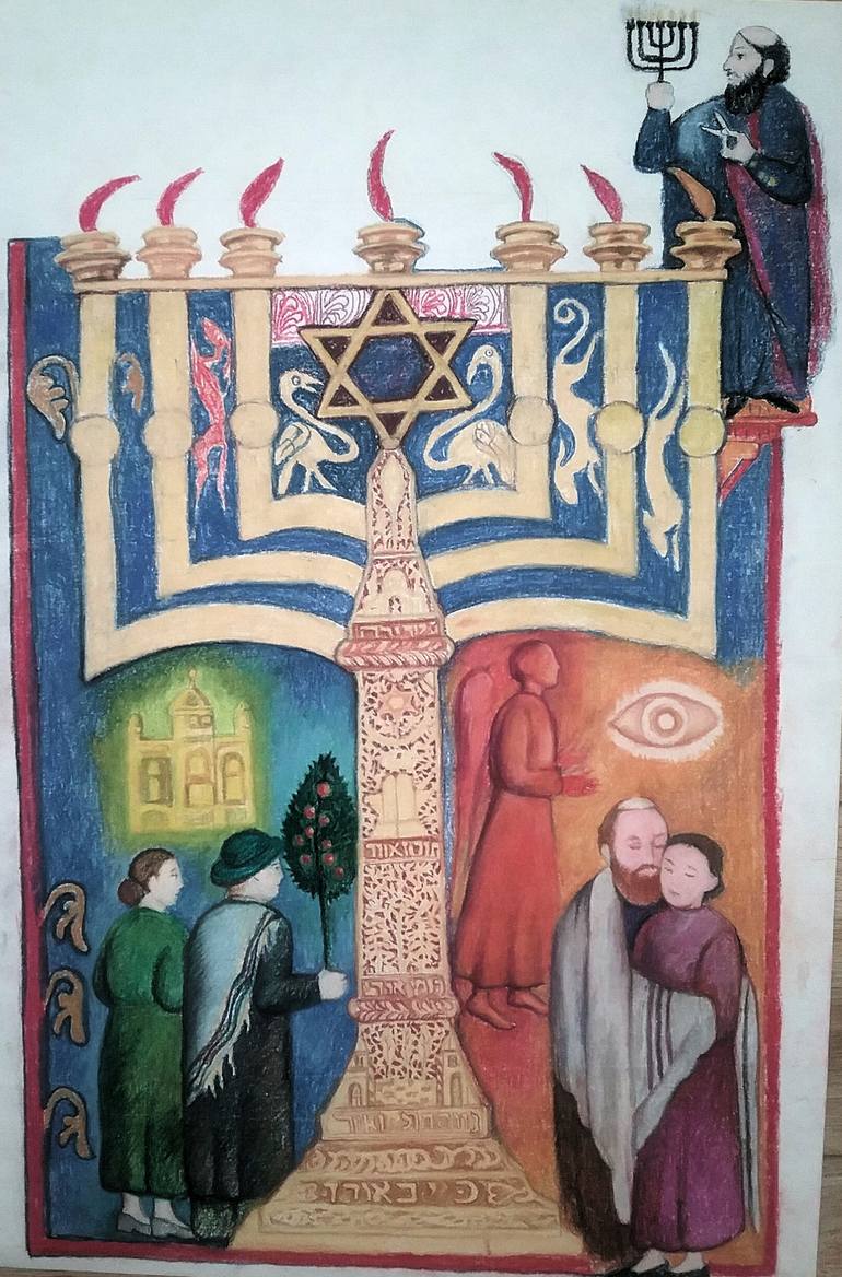 Menorah Painting by Daniela Vasileva | Saatchi Art