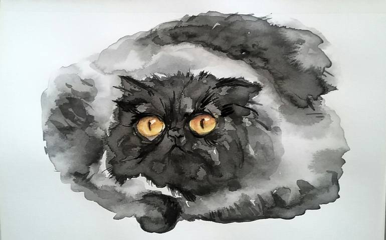 Fluid cat Drawing by Daniela Vasileva | Saatchi Art