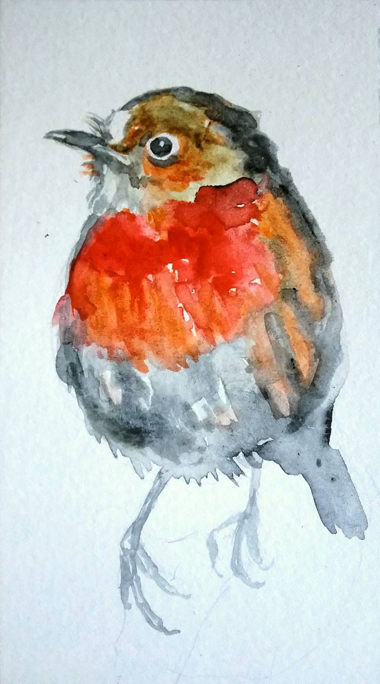 Little Red bird Painting by Daniela Vasileva | Saatchi Art