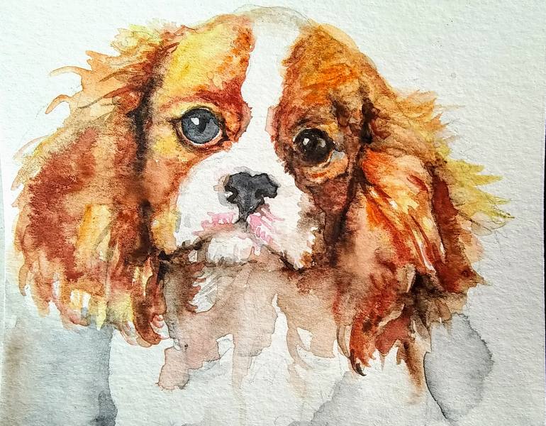 Spaniel dog Painting by Daniela Vasileva | Saatchi Art