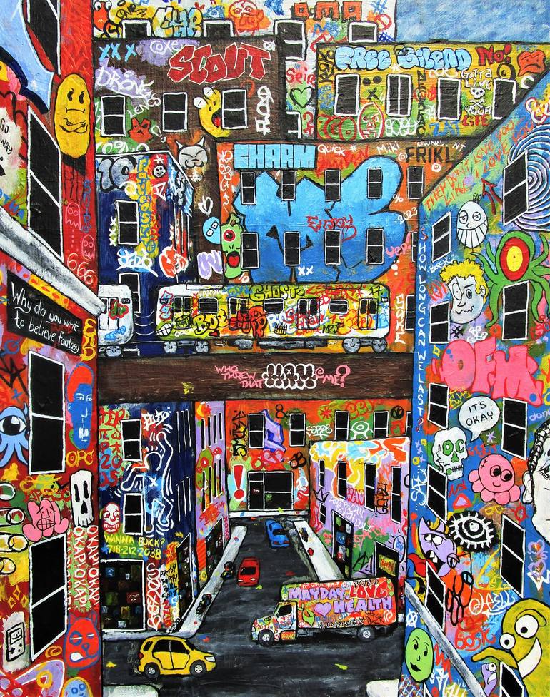 New York City Street (ORIGINAL PAINTING) 16 x 20 by Mike Kraus Painting ...