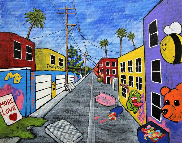 Los Angeles Alley (Original Acrylic Painting) 8 x 10 by Mike Kraus - LA ...