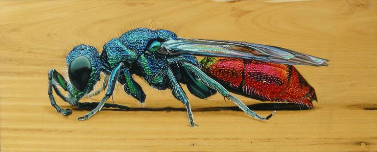 RUBY TAILED WASP Painting by Matteo Germano | Saatchi Art
