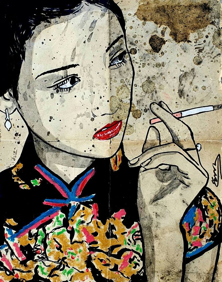 The woman who runs a conspiracy Painting by jan noah | Saatchi Art