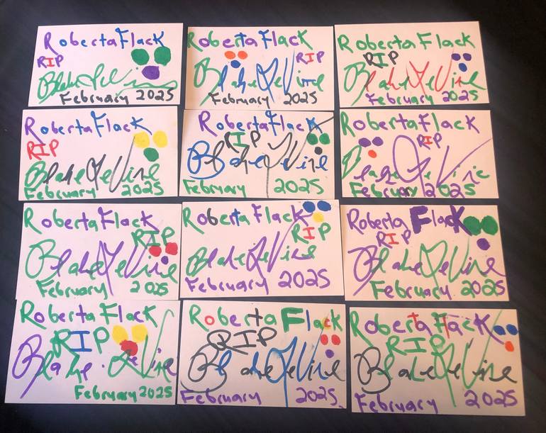 Collection Roberta Flack 3x5+Art Basel 2025 Blake LeVine Signed Drawing ...