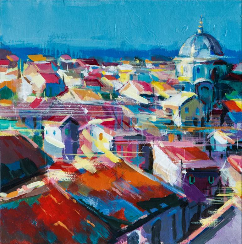 Mediteran roofs Painting by Marija Ruzicic | Saatchi Art