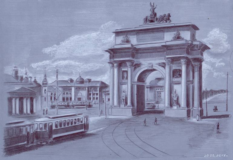 The Triumphal Gate. Moscow Drawing by Oleg Kozelskiy | Saatchi Art