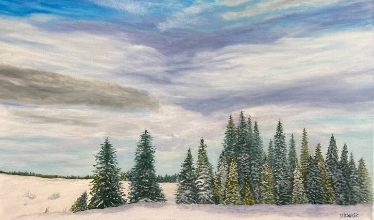 Snow Pines Painting by David Bowker | Saatchi Art