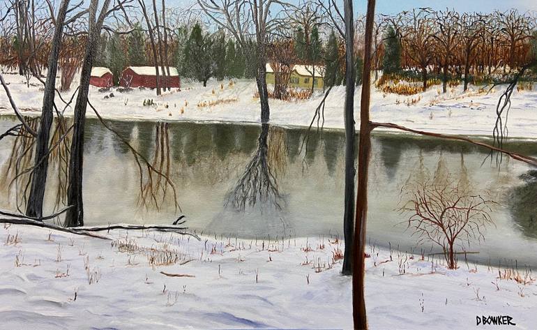 Across the River Painting by David Bowker | Saatchi Art