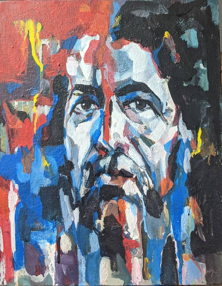 The red&blue portrait Painting by Georgi Panayotov | Saatchi Art