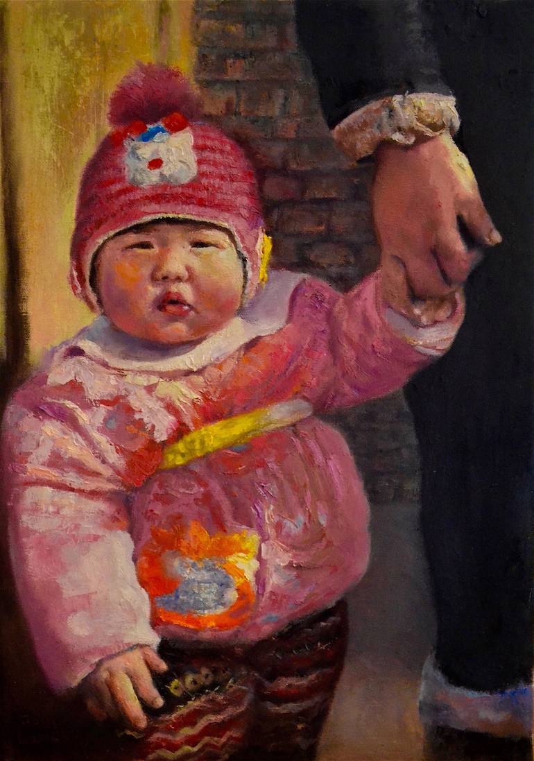 Chinese Baby of Woyang Village Painting by Joshua Lance | Saatchi Art