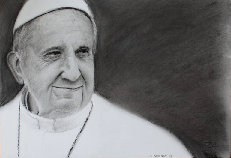 Papa Francesco Drawing by Alessandro Masuzzo | Saatchi Art