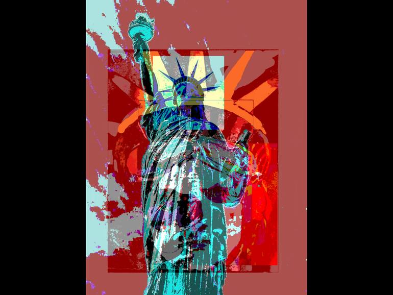 Statue of Liberty Overlay - Red - Limited Edition 1 of 1 Mixed Media by ...