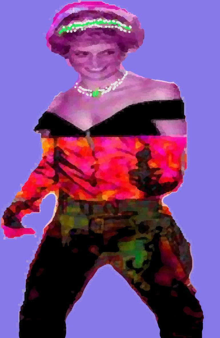 Di, The Gunslinger, Purple canvas giclee, embellished - Limited Edition of 5 Digital by Stephen ...