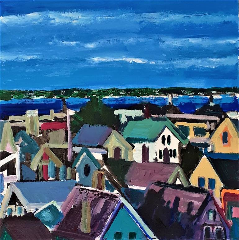 Provincetwn Rooftops Painting by Rowena Perkins | Saatchi Art