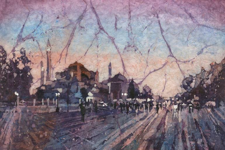 Istanbul Hagia Sofia Mosque watercolor batik Turkey painting Painting ...
