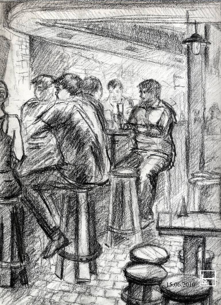 Irish Pub in Lyon Drawing by Emin Safaryan | Saatchi Art