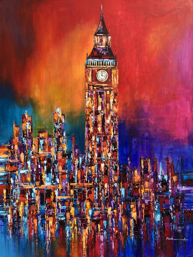 Big Ben Clock Tower, London UK Painting by Mande A | Saatchi Art