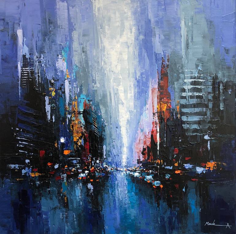 Abstract Expressionist Cityscape Night Paintings