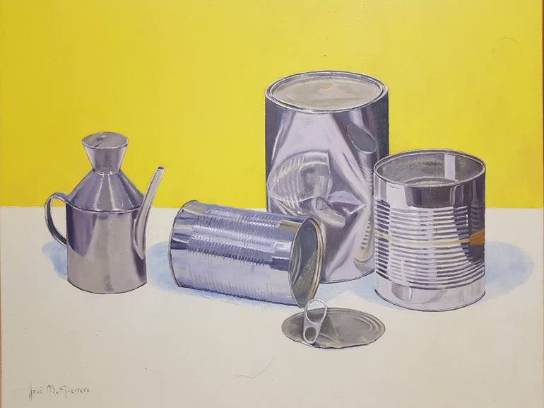 still life with metallic objects Painting by JOSE MANUEL GUERRERO ...