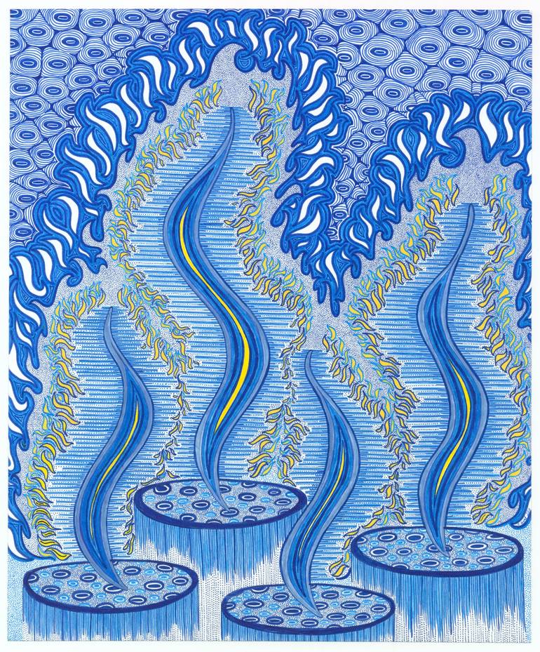 VIVID BLUE HAZE Drawing by Erin Hood | Saatchi Art