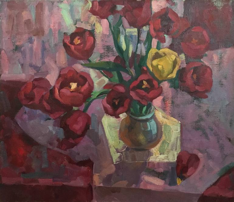tulips. Painting by Roman Bogdan | Saatchi Art