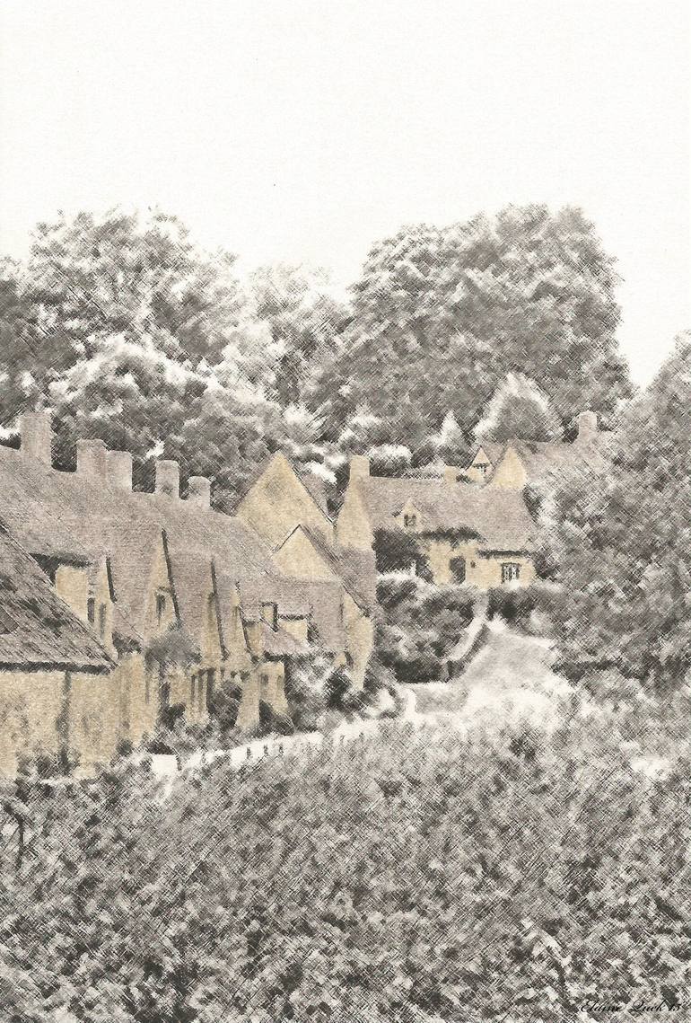 Arlington Row, Bibury, Cotswolds, England Drawing by Elaine K J Quek ...