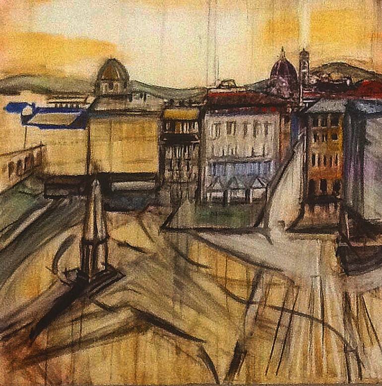 Water Drawing: Piazza Santa Croce Drawing by Richard Liley | Saatchi Art