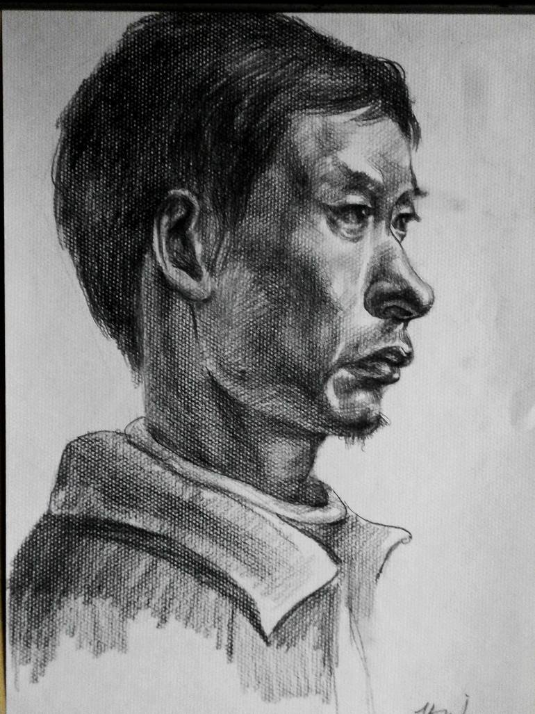 male portrait Drawing by Wenjing Yang | Saatchi Art