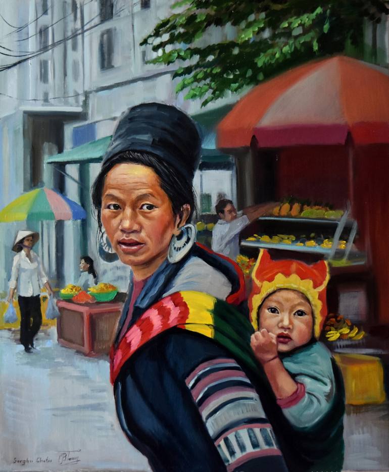 A morning in Laos Painting by Serghei Ghetiu | Saatchi Art