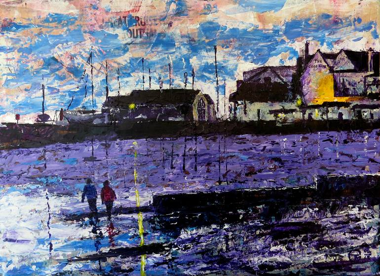 Evening Light, The Cobb Arms Lyme Regis Painting by Charles Maher ...