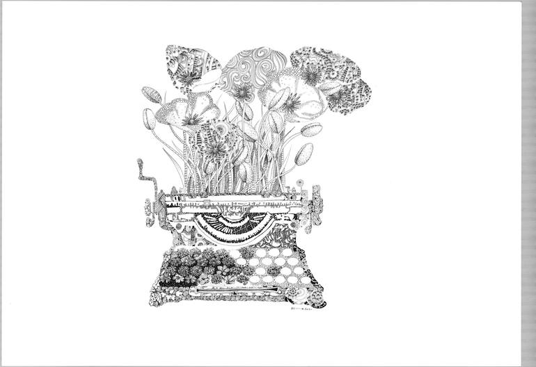 A typing machine Drawing by Elmira Herren | Saatchi Art