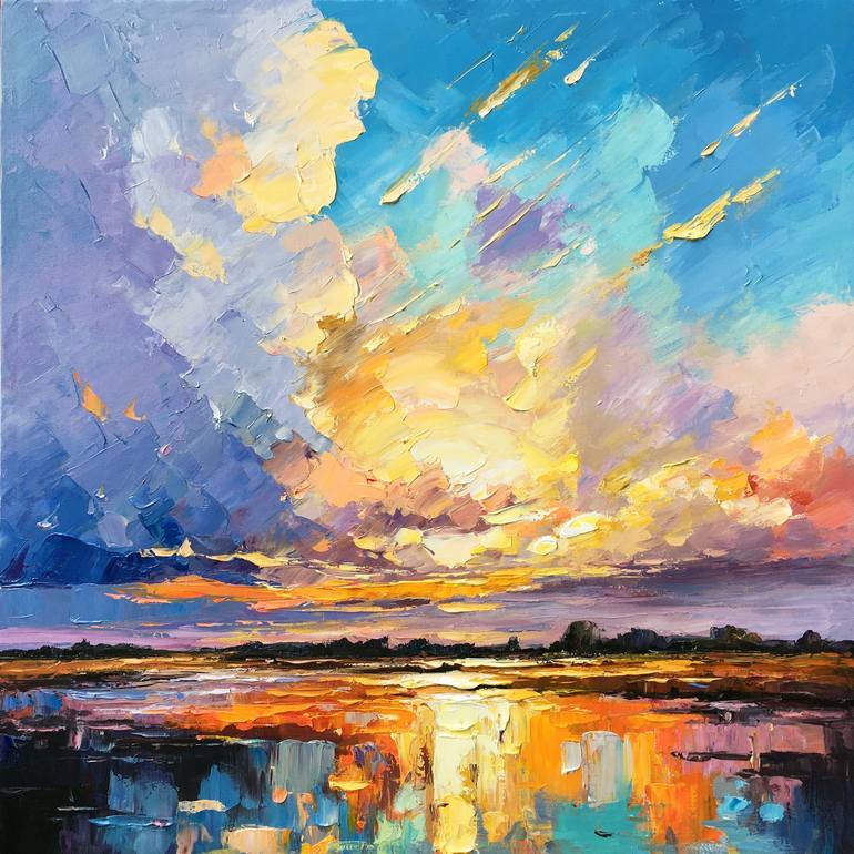 Morning sky 1429 Painting by Jingshen You | Saatchi Art