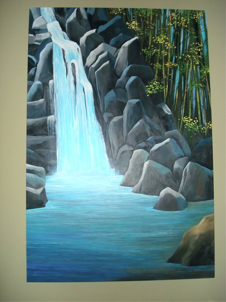 Cool Cascade Painting by Michelle Ishihara | Saatchi Art