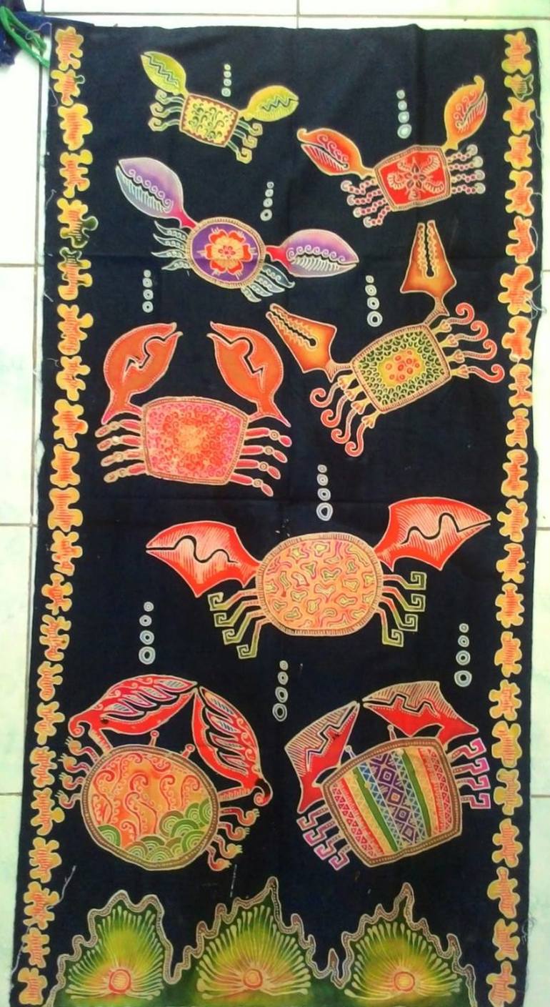BATIK- crab in ornamental Painting by Supeni Saputri | Saatchi Art