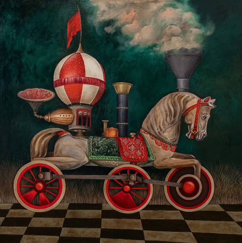 Gevorg Sinanyan/Still life - HORSE TOY (60X60CMcm ) Painting by ...