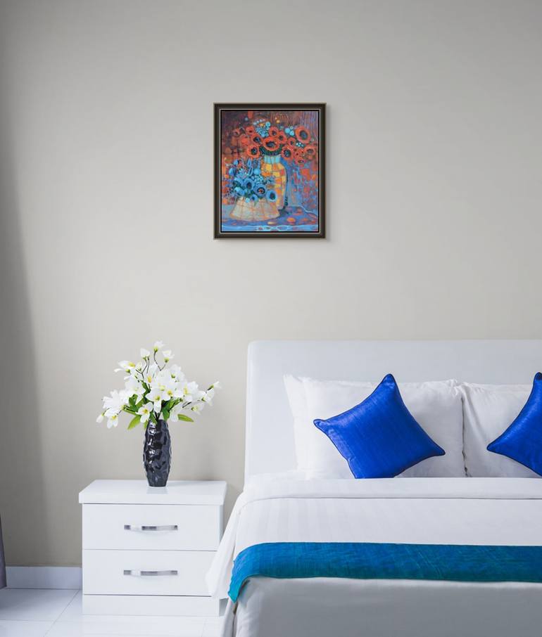 Davit Arstamyan/Red and Blue Bouquet Painting by Narinart Armgallery ...