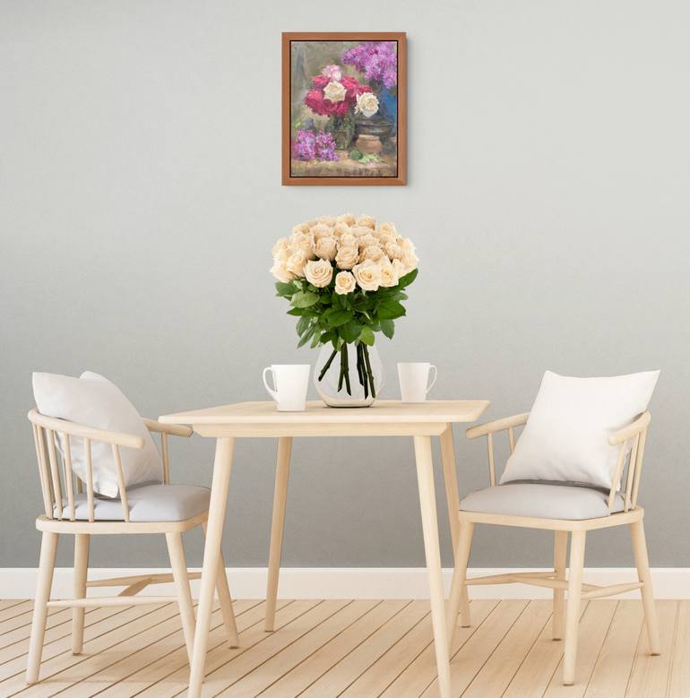 Gor Abrahamyan/Roses and Lilacs Painting by Narinart Armgallery ...