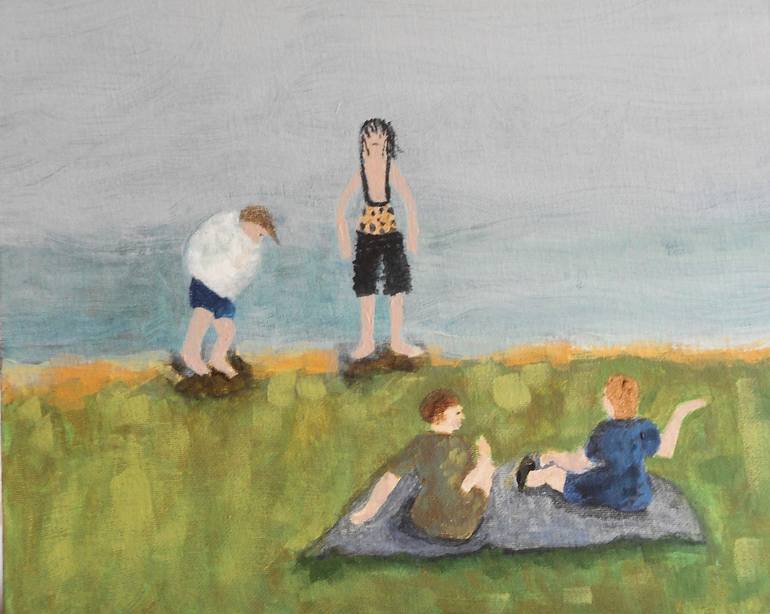 Beryll saved her while wearing her knitted woolen suit Painting by June ...