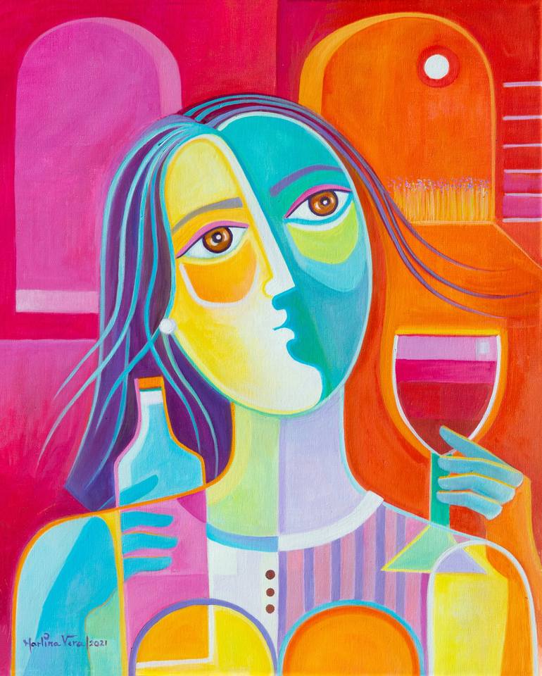 Woman Sommelier Painting by Marlina Vera | Saatchi Art