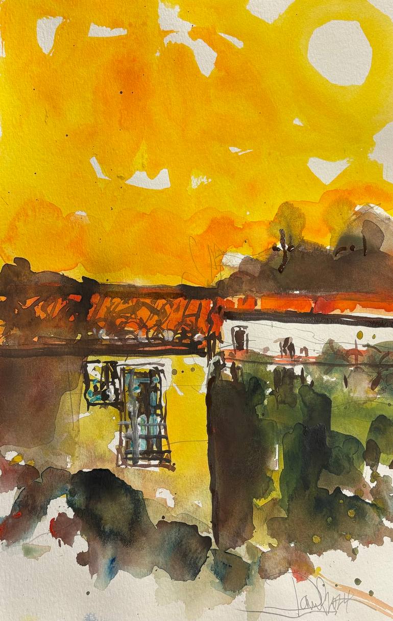 Gold Sky: Mexico Painting by Daniel Clarke | Saatchi Art