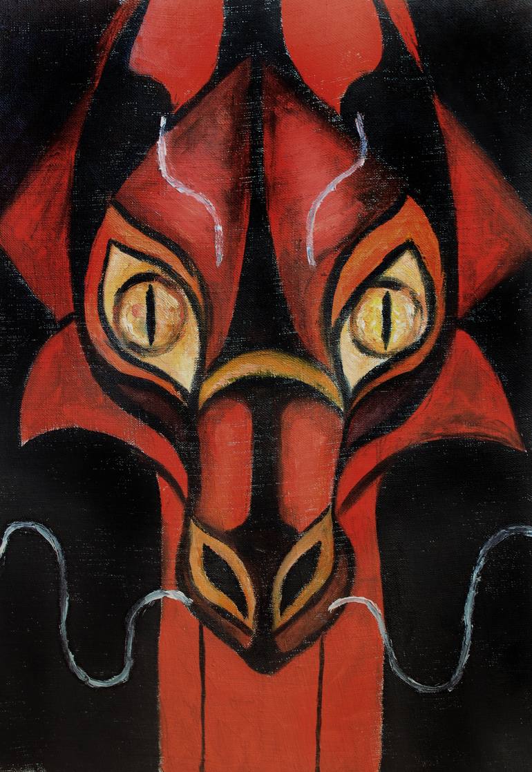 Red dragon Painting by Victoria Teslimovka | Saatchi Art
