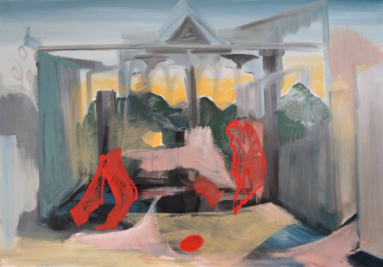 Fall away, red capes Painting by Niamh King | Saatchi Art