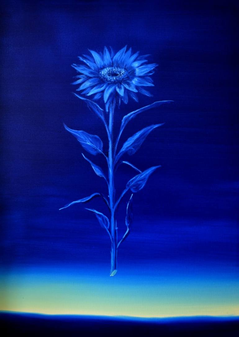 Midnight Sunflower Painting by Klara Sedlo | Saatchi Art