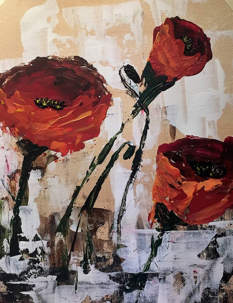 Poppies In Abstract Painting by John Bostick | Saatchi Art