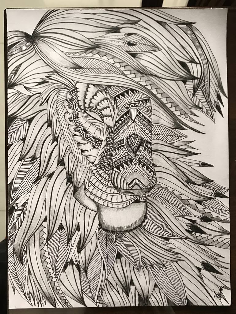 Lion's Pride Drawing by Veena Nair | Saatchi Art