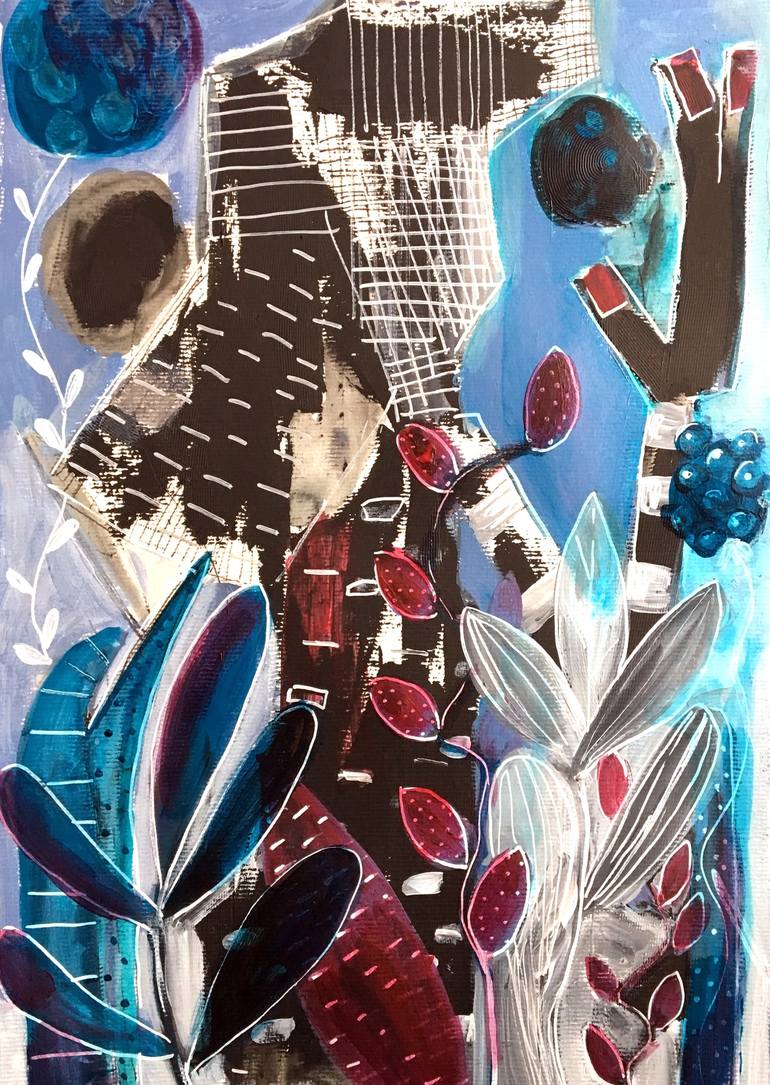 mon jardin in my garden Painting by Sondos Chaibi | Saatchi Art